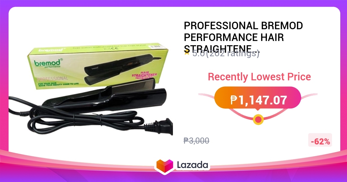 PROFESSIONAL BREMOD PERFORMANCE HAIR STRAIGHTENER FLAT IRON / CERAMIC ...