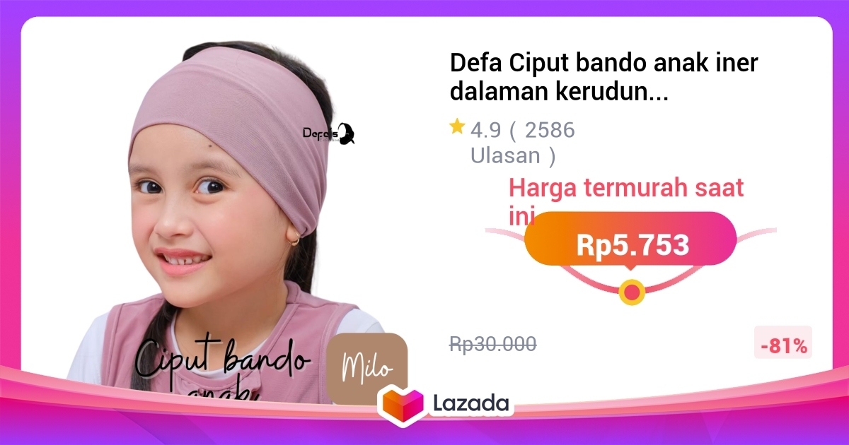 Defa Ciput bando anak iner dalaman kerudung jilbab material kaos untuk ...