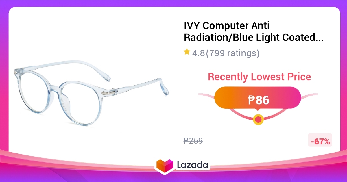 IVY Computer Anti Radiation/Blue Light Coated* Lens Full Acetate ...