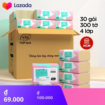 Giấy ăn gấu trúc TopGia thùng 30 gói nâu nhỏ tiện lợi, khăn giấy rút ...