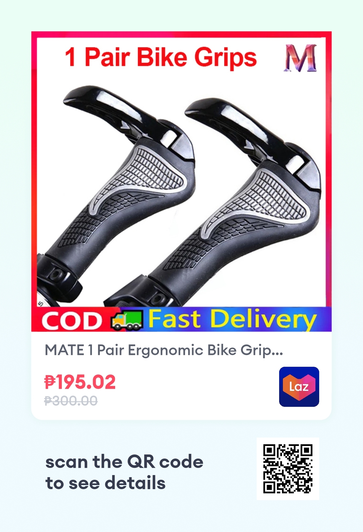 MATE 1 Pair Ergonomic Bike Grips Bicycle Grips Rubber Integrated ...