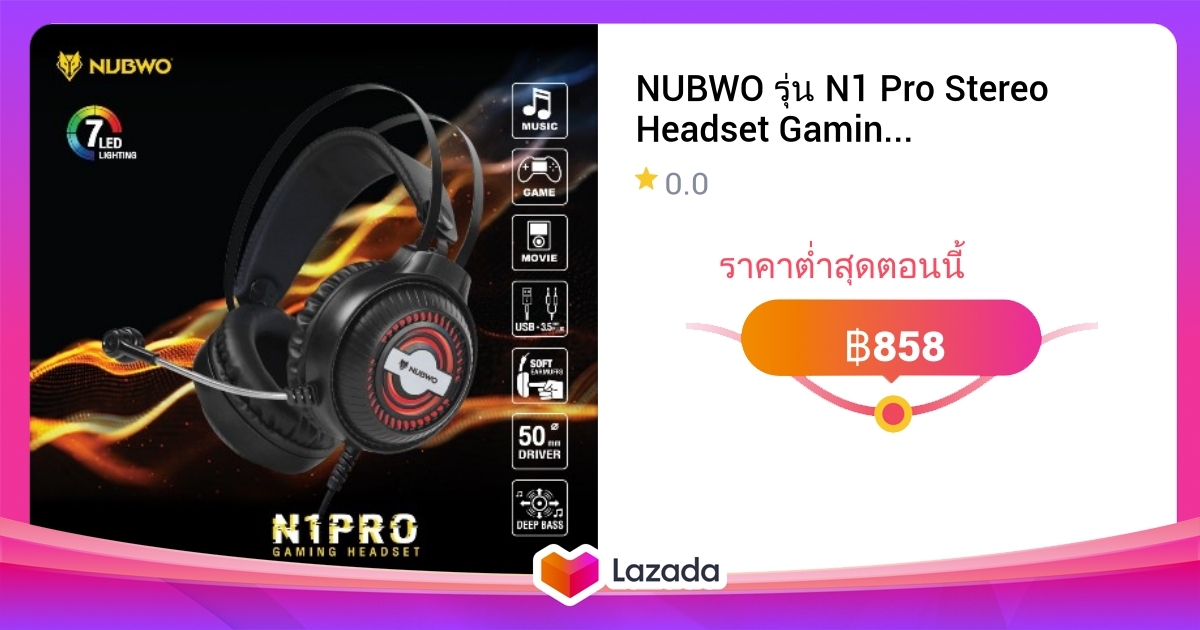 NUBWO รุ่น N1 Pro Stereo Headset Gaming หูฟังเกมมิ่ง แฟนเทค แบบครอบหัว มีไมโครโฟน ระบบสเตริโอ ...