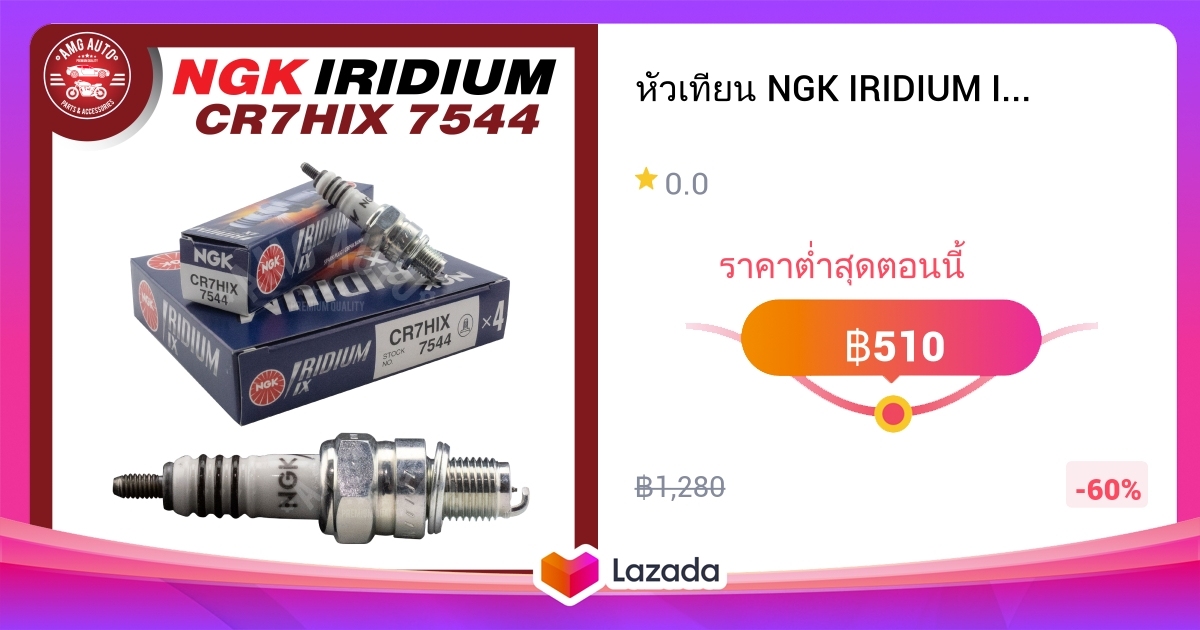 หัวเทียน NGK IRIDIUM IX รุ่นCR7HIX(7544)/ขายต่อหัว Honda C100/700/900 ...