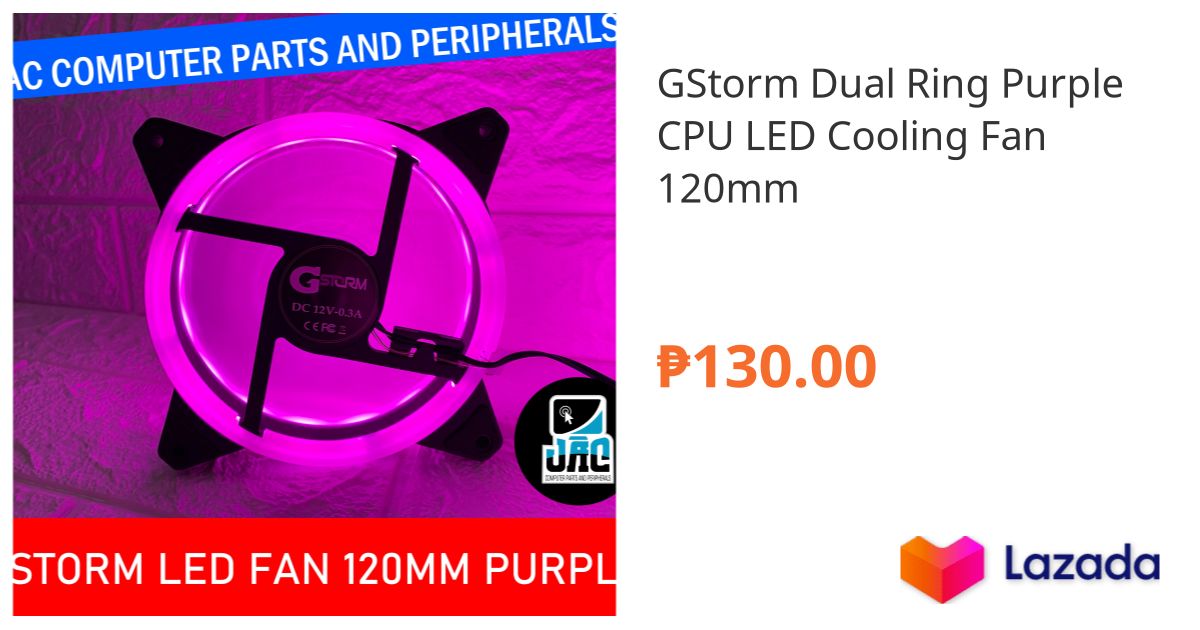 GStorm Dual Ring Purple CPU LED Cooling Fan 120mm