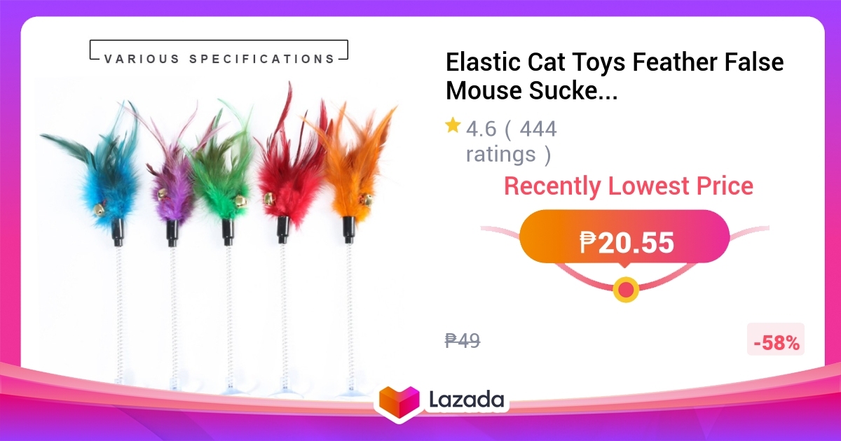 Elastic Cat Toys Feather False Mouse Sucker Spring Cat Interactive Toys ...