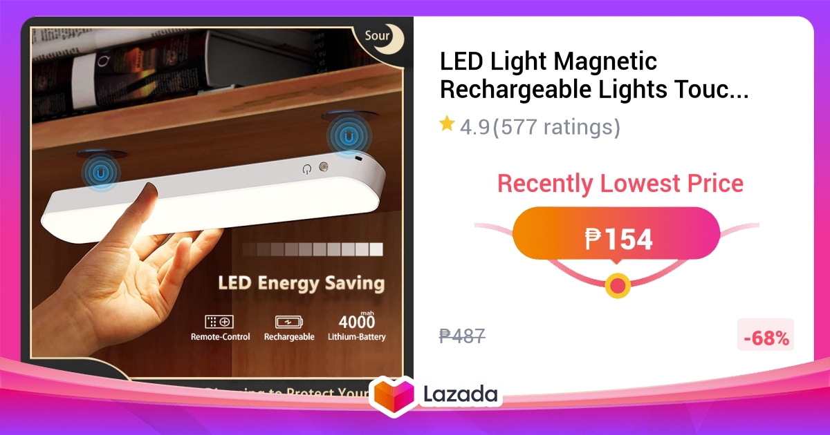 LED Light Magnetic Rechargeable Lights Touch Switch Study Light ...