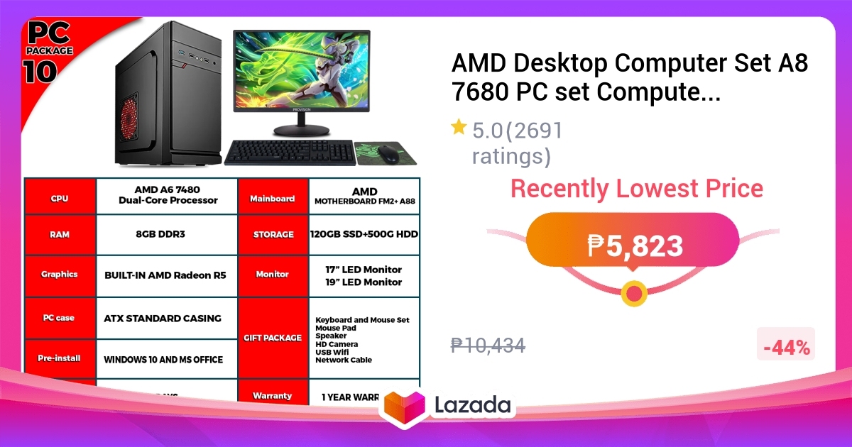 AMD Desktop Computer Set A8 7680 PC set Computer set pc full set pc ...