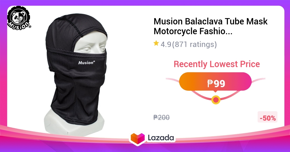 Musion Balaclava Tube Mask Motorcycle Fashion Print Face Mask Bandana ...