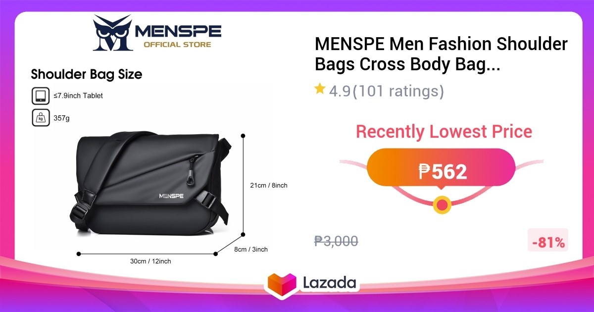 MENSPE Men Fashion Shoulder Bags Cross Body Bags Messenger Bag ...