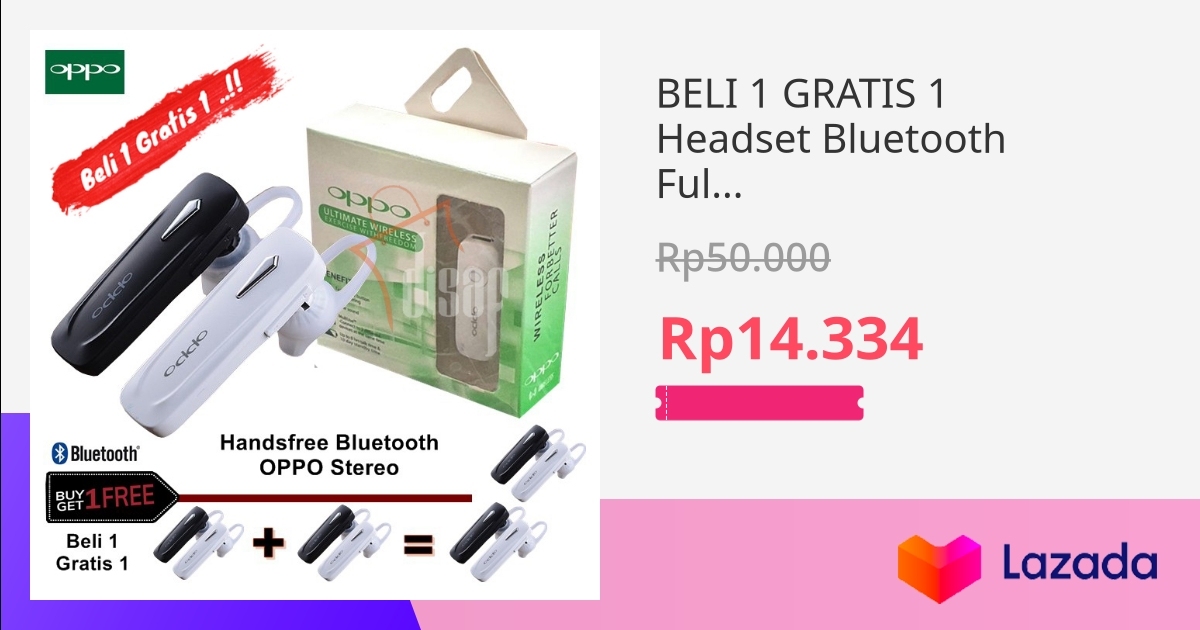 BELI 1 GRATIS 1 Headset Bluetooth Full Bass OPPO VIVO SAMSUNG REALME ...