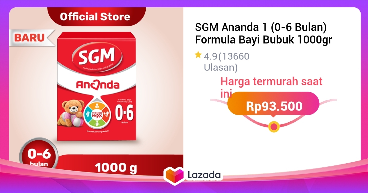 SGM Ananda 1 (0-6 Bulan) Formula Bayi Bubuk 1000gr