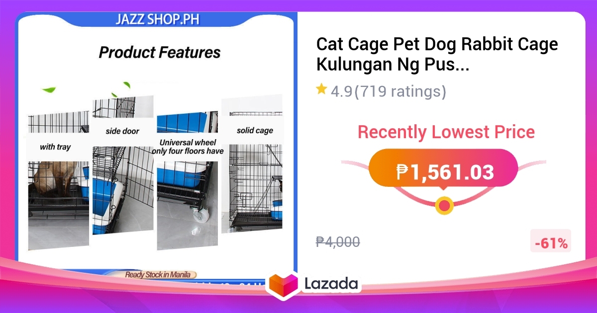 Cat Cage Pet Dog Rabbit Cage Kulungan Ng Pusa Easy Assemble Foldable ...
