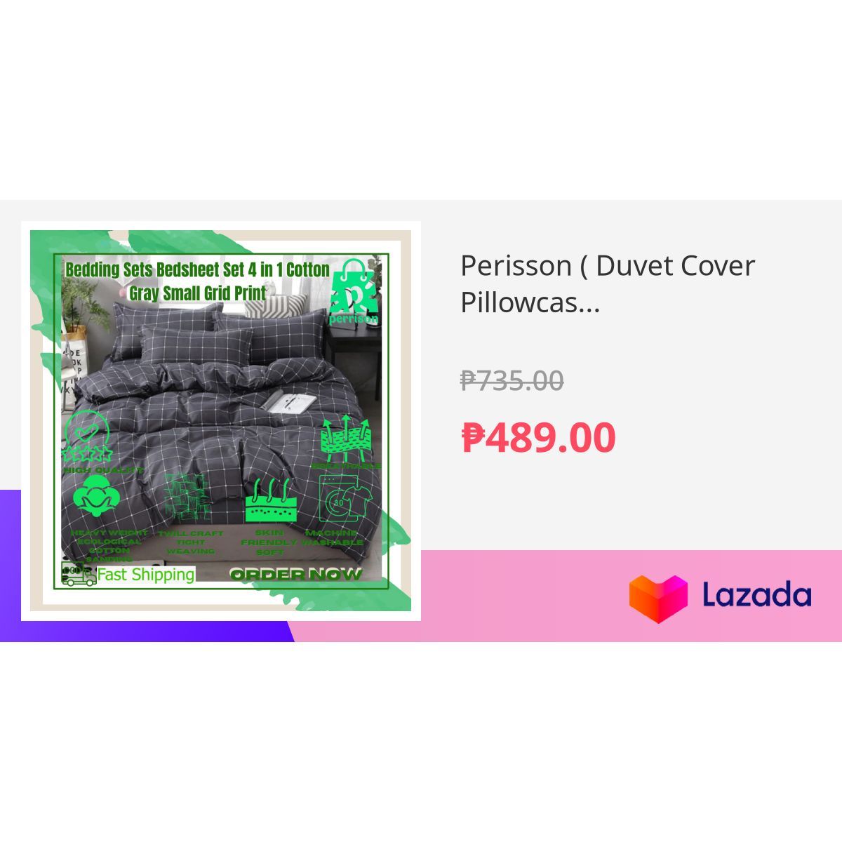Perisson ( Duvet Cover Pillowcase Bedsheet ) Bedding Set Cotton ...