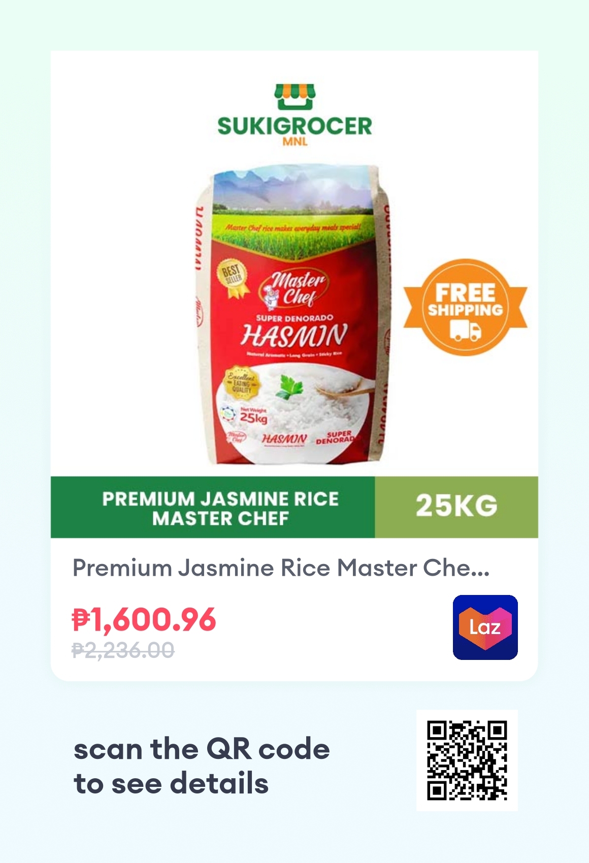 Premium Jasmine Rice Master Chef 25kg