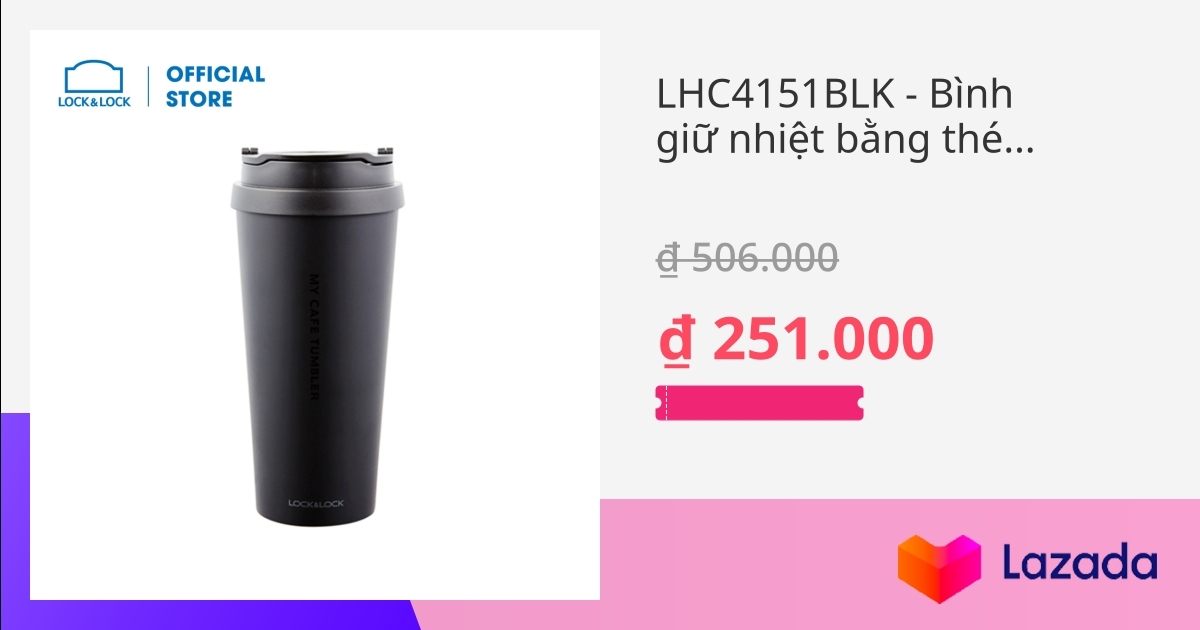 LHC4151BLK - Bình giữ nhiệt bằng thép không gỉ Lock&Lock Clip Tumbler ...