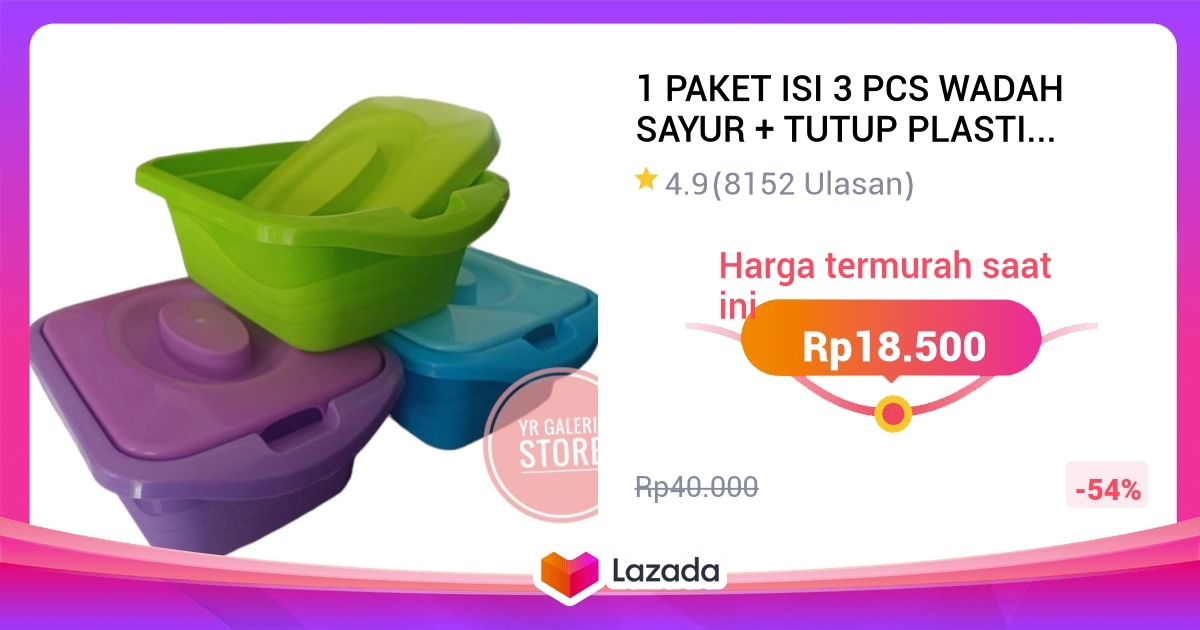 1 PAKET ISI 3 PCS WADAH SAYUR + TUTUP PLASTIK /WADAH SAJI / BASI ...
