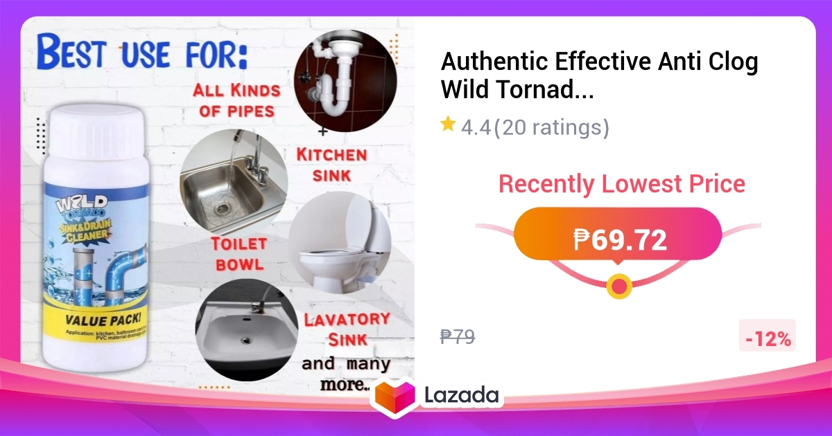 Authentic Effective Anti Clog Wild Tornado Powerful Sink & Drain Cleaner Quick Foaming High ...