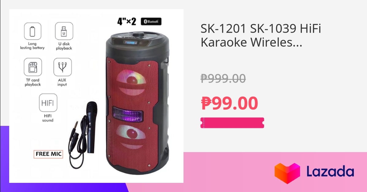 SK-1201 SK-1039 HiFi Karaoke Wireless Stereo Portable DISCO Light Dual Bluetooth Speaker with ...