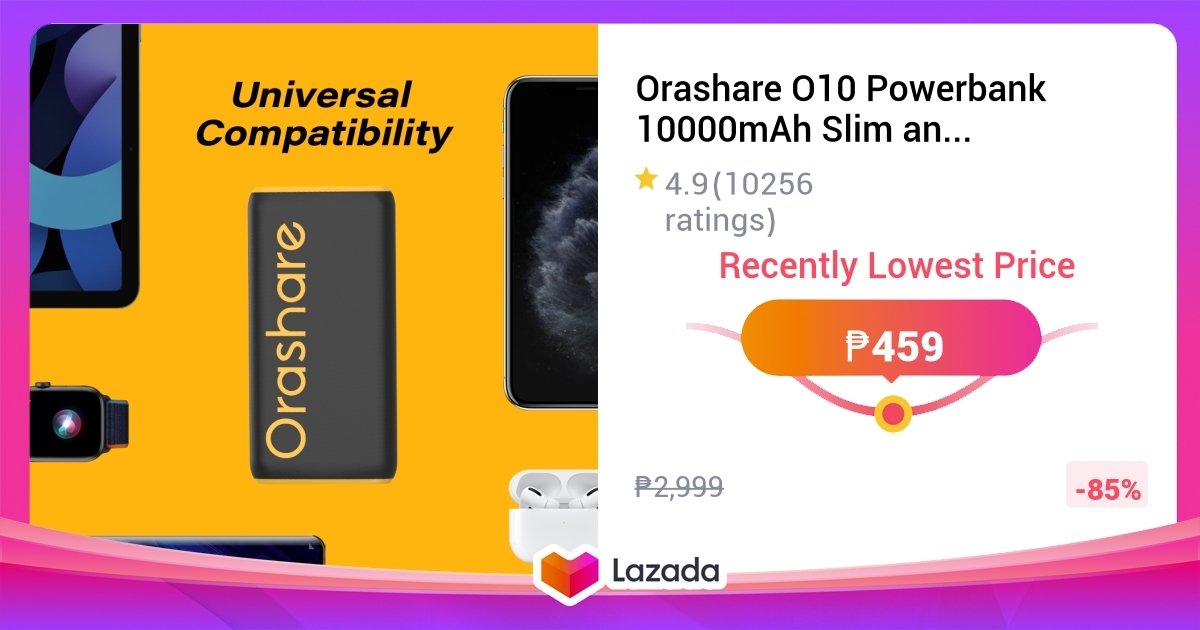 Orashare O10 Powerbank 10000mAh Slim and Lightweight Fast Charging ...