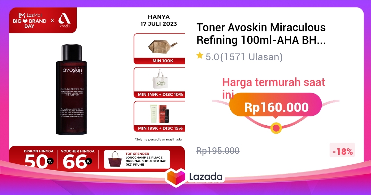 Toner Avoskin Miraculous Refining 100ml-AHA BHA PHA-Eksfoliasi Kulit