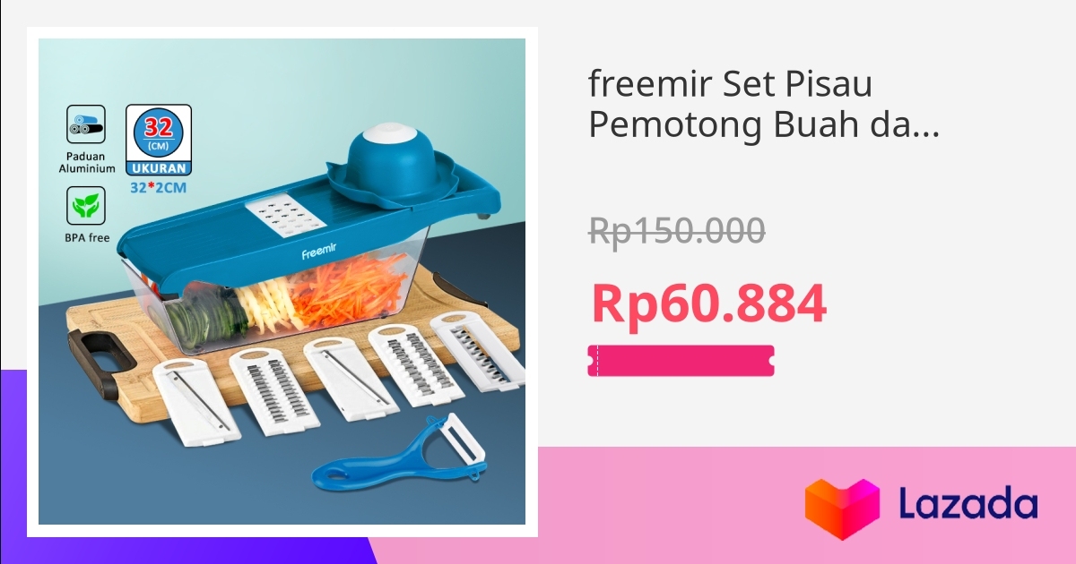 freemir Set Pisau Pemotong Buah dan Sayuran Warna Biru Multifungsi ...