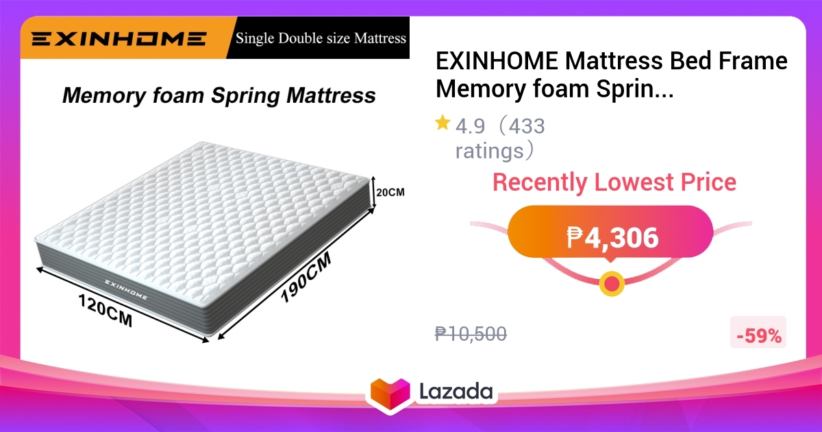 EXINHOME Mattress Bed Frame Memory foam Spring mattress Comfort Deluxe ...