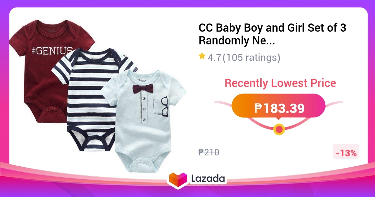 CC Baby Boy and Girl Set of 3 Randomly New Bodysuit Onesie Cotton ...