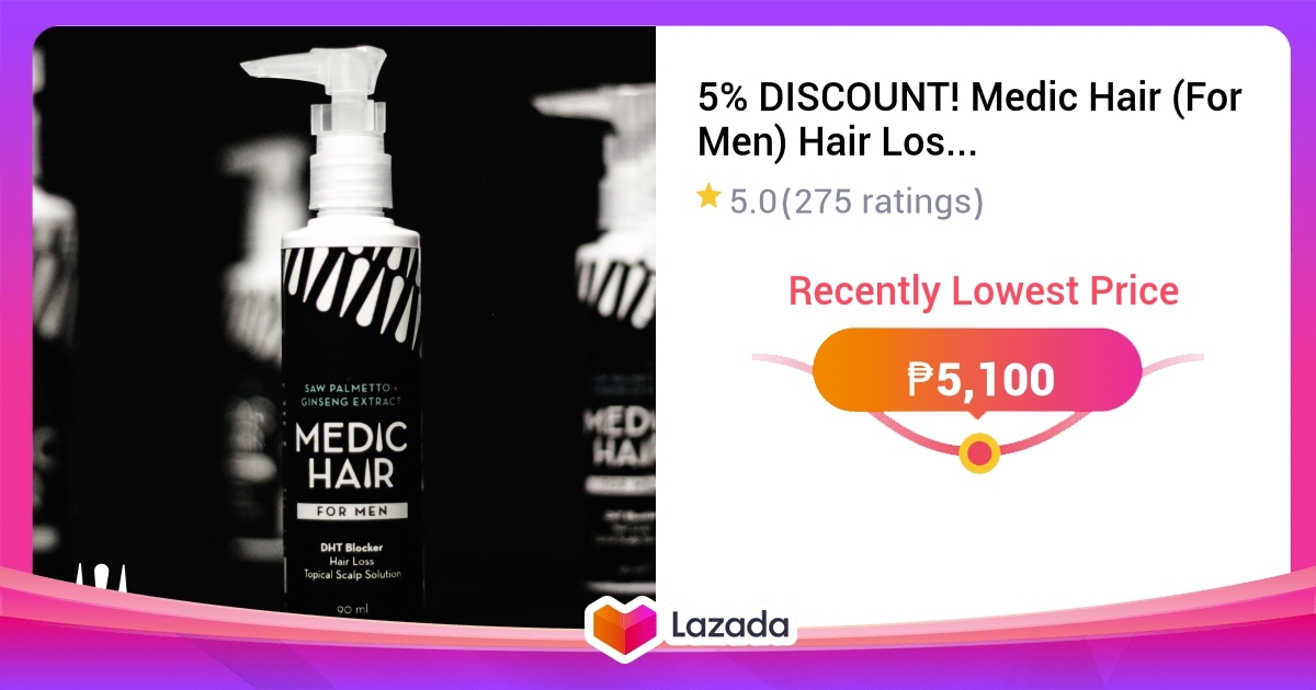 5% DISCOUNT! Medic Hair (For Men) Hair Loss Solution 90 ML - Bundle (3 ...
