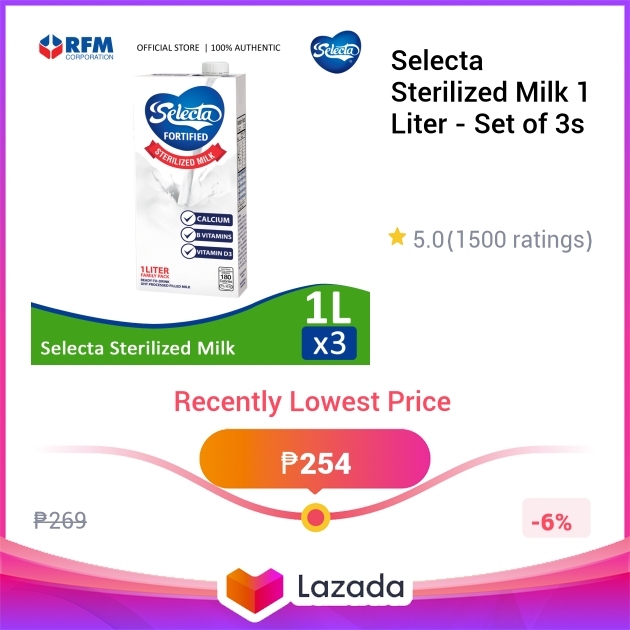 Selecta Sterilized Milk 1 Liter - Set of 3s