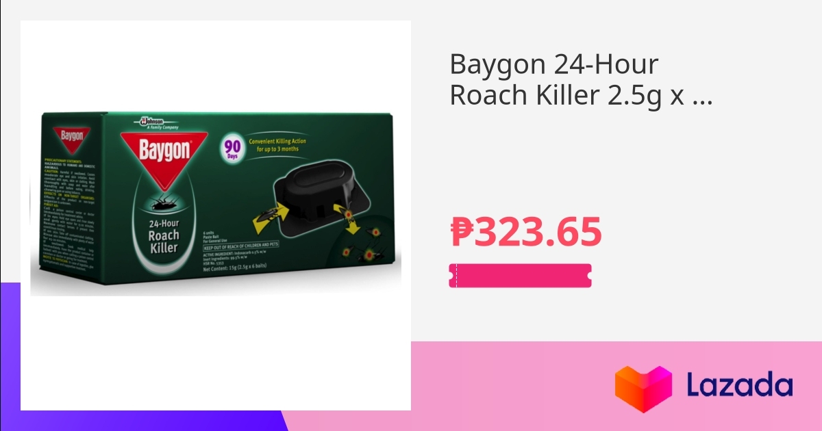 Baygon 24-Hour Roach Killer 2.5g x 6 Baits