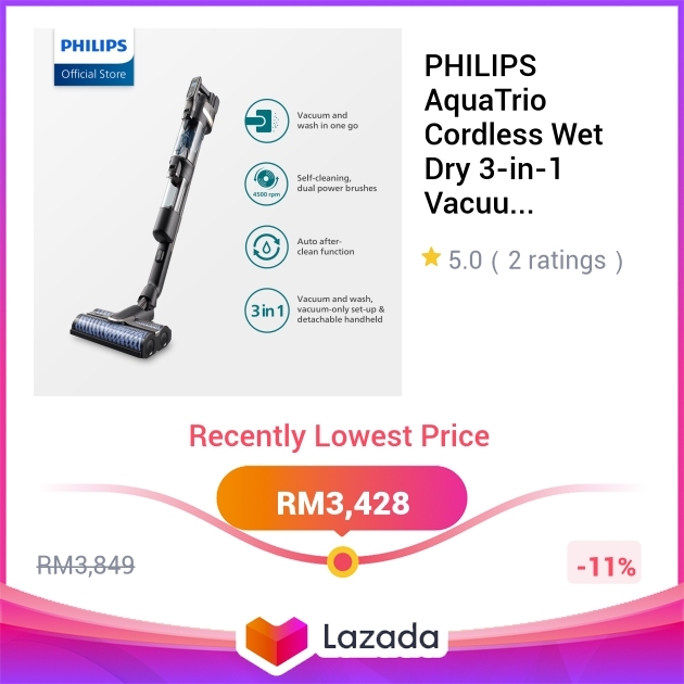 PHILIPS AquaTrio Cordless Wet Dry 3-in-1 Vacuum Wash 9000 Series ...