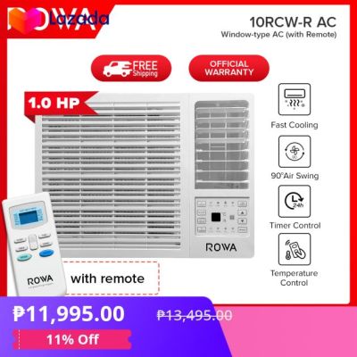 ROWA 1HP Window Type Aircon with Wireless Remote Control [Auto-Swing, Fast Cooling, Auto ...