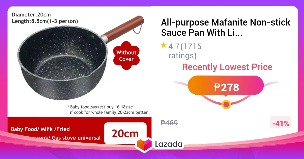 All-purpose Mafanite Non-stick Sauce Pan With Lid Multi-use Fried Boil Baby Food Milk Cooking ...
