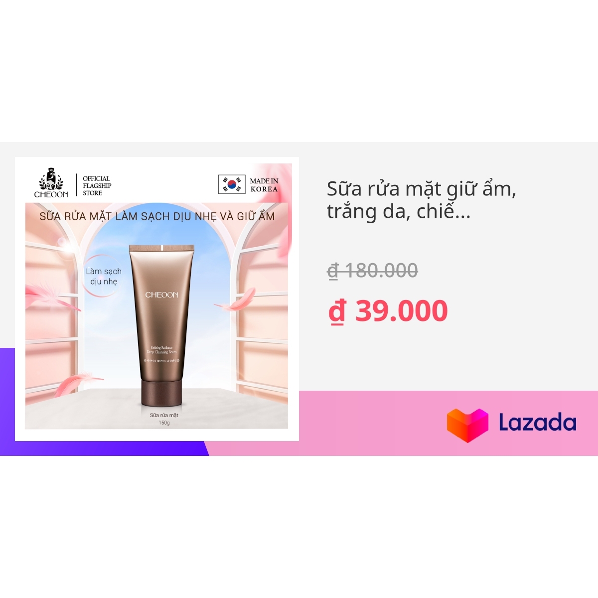 Sữa rửa mặt giữ ẩm, trắng da, chiết xuất thiên nhiên từ linh chi, dâu ...