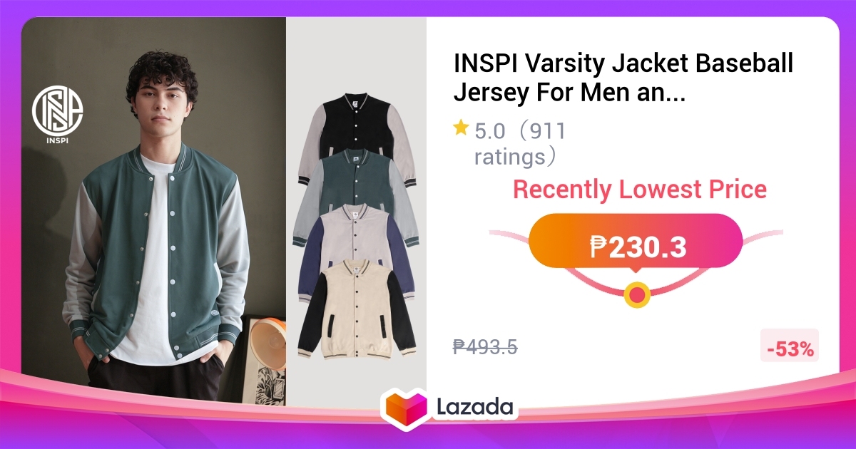 INSPI Varsity Jacket Baseball Jersey For Men and Women w/ Buttons and ...