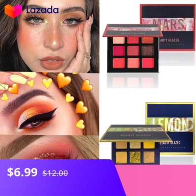 9 Colors Beauty Glazed Neon Eyeshadow Pallete Colorful Diamond Glitter ...