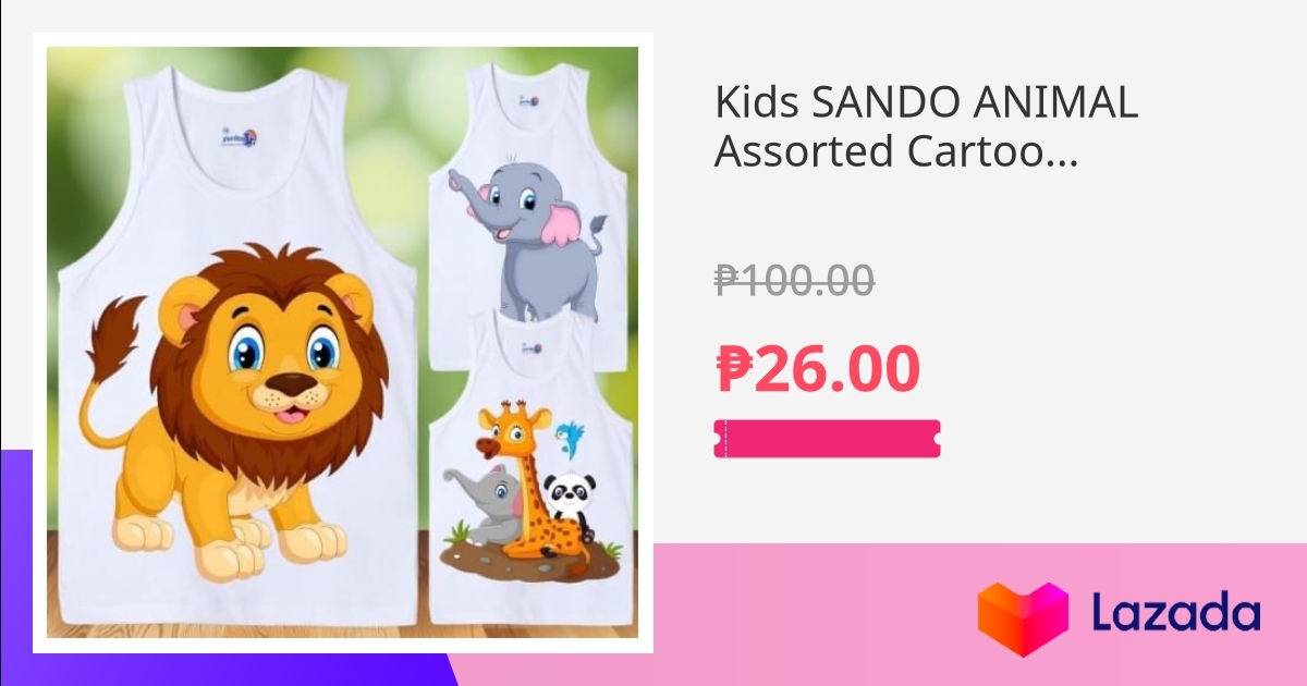 Kids SANDO ANIMAL Assorted Cartoon Digital Printed Sando for 1-12 Years Old