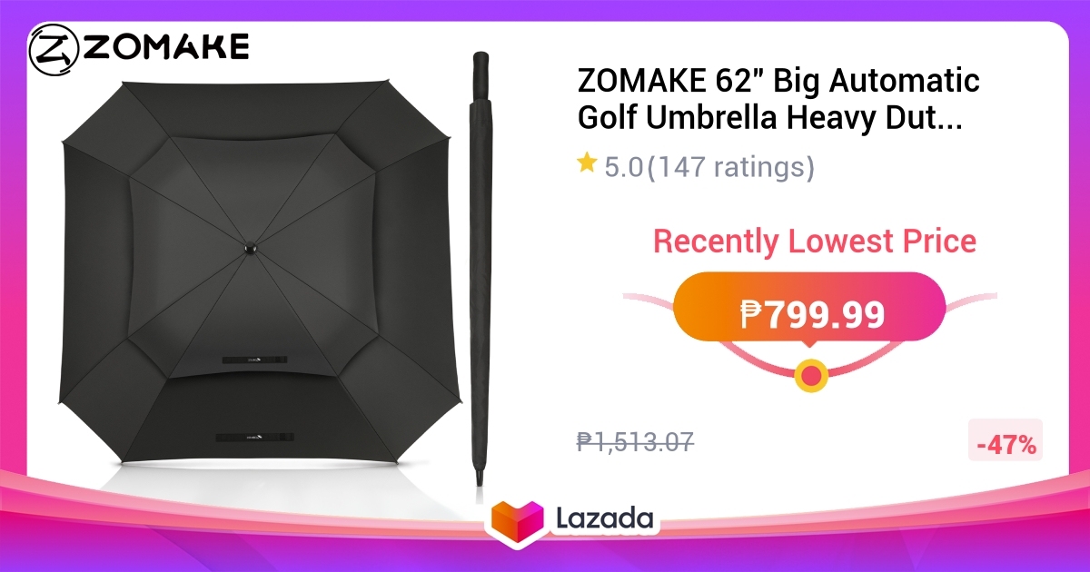 ZOMAKE 62" Big Automatic Golf Umbrella Heavy Duty Rainny Parasol ...