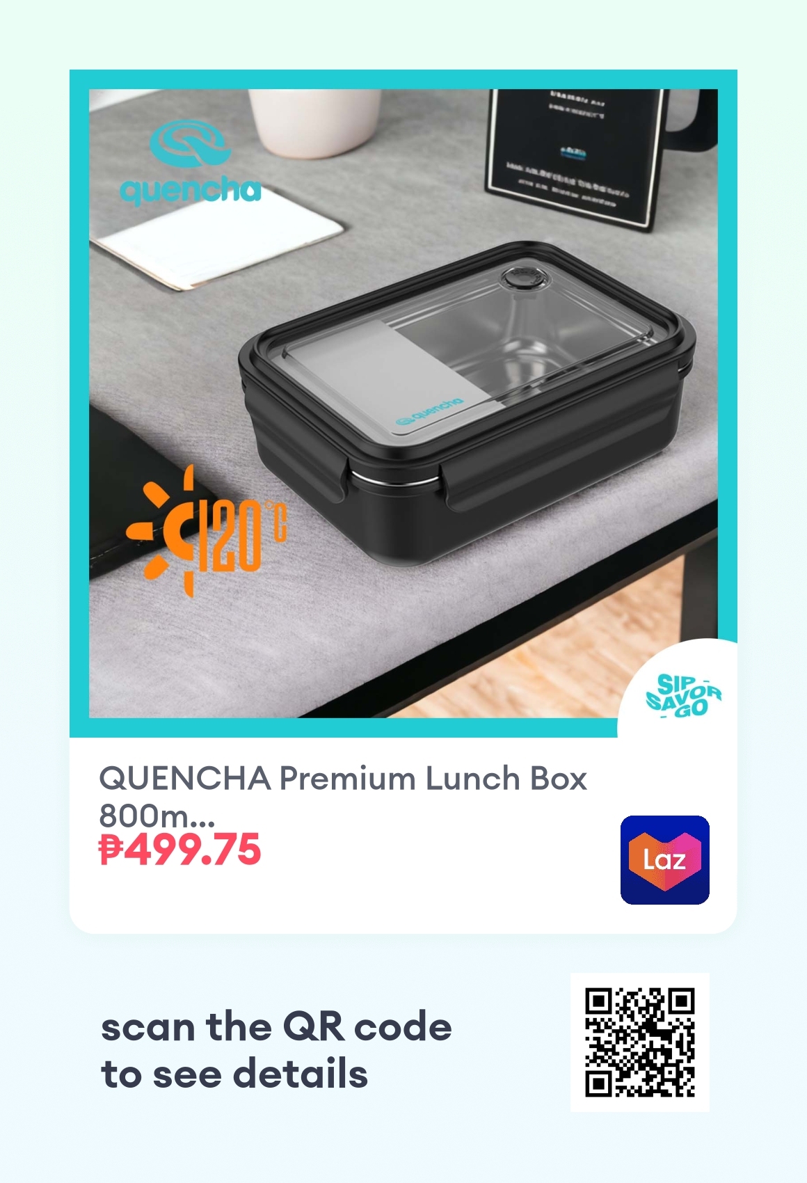 QUENCHA Premium Lunch Box 800ml Bento Box, Food Warmer, Food Keeper ...