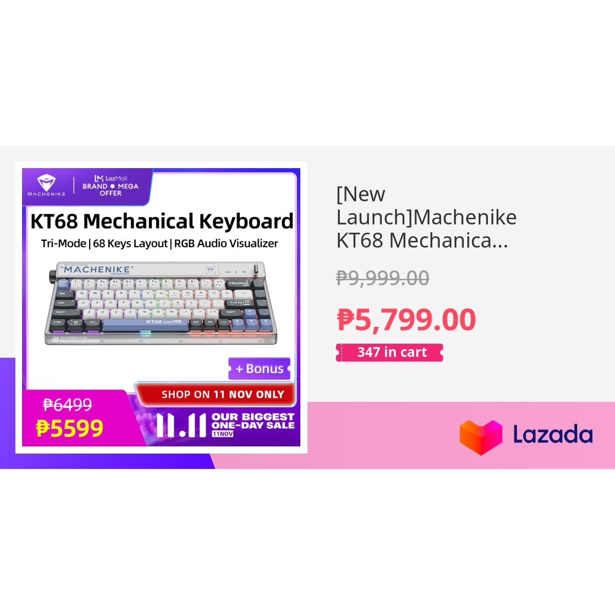 [New Launch]Machenike KT68 Mechanical Keyboard Hot Swappable Three ...