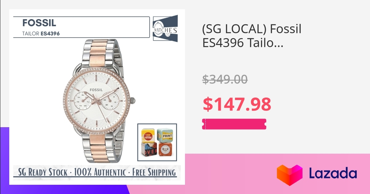 (SG LOCAL) Fossil ES4396 Tailor Multifunction Crystal Stainless Steel ...