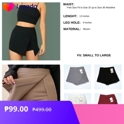 Palda Shorts High Waist (Tiktok Trend) with 2 Side Pockets