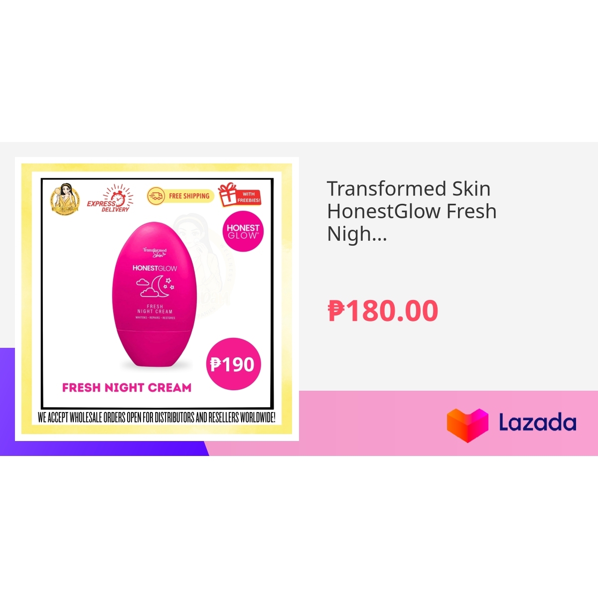 Transformed Skin HonestGlow Fresh Night Cream, 50g