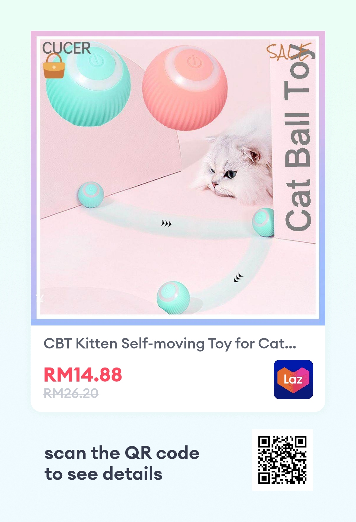 CBT Kitten Self-moving Toy for Cats Training Gift Smart Cat Toys ...