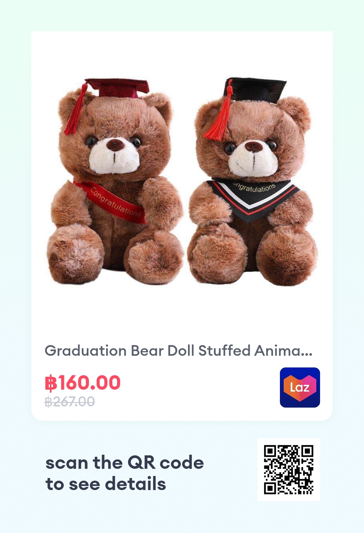 Graduation Bear Doll Stuffed Animal Plush Toy In Graduation Outfit Soft
