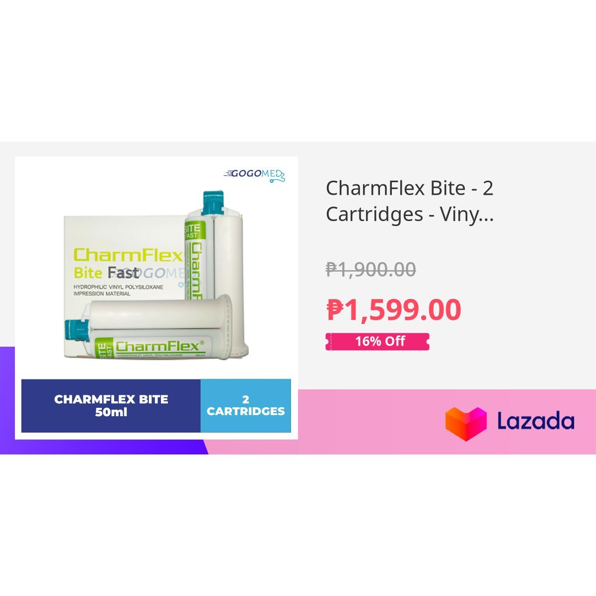 CharmFlex Bite - 2 Cartridges - Vinyl Polysiloxane Bite Registration Impression Material