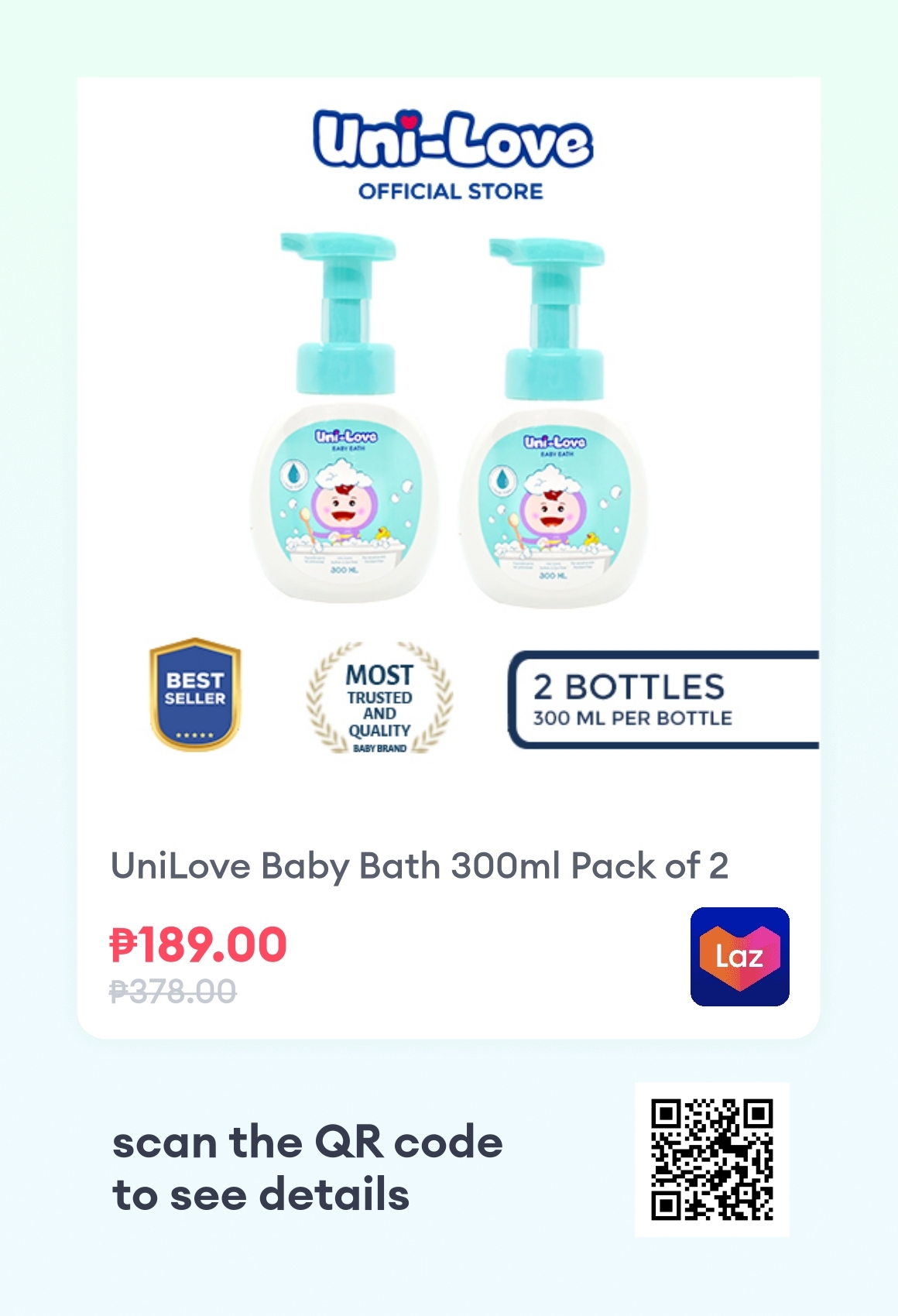 UniLove Baby Bath 300ml Pack of 2