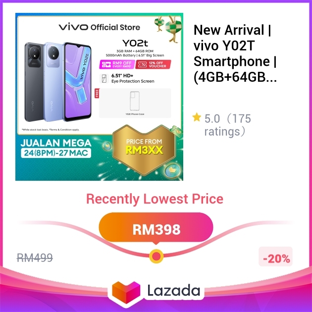 New Arrival | vivo Y02T Smartphone | (4GB+64GB/ 4GB+128GB) | 2.5D ...