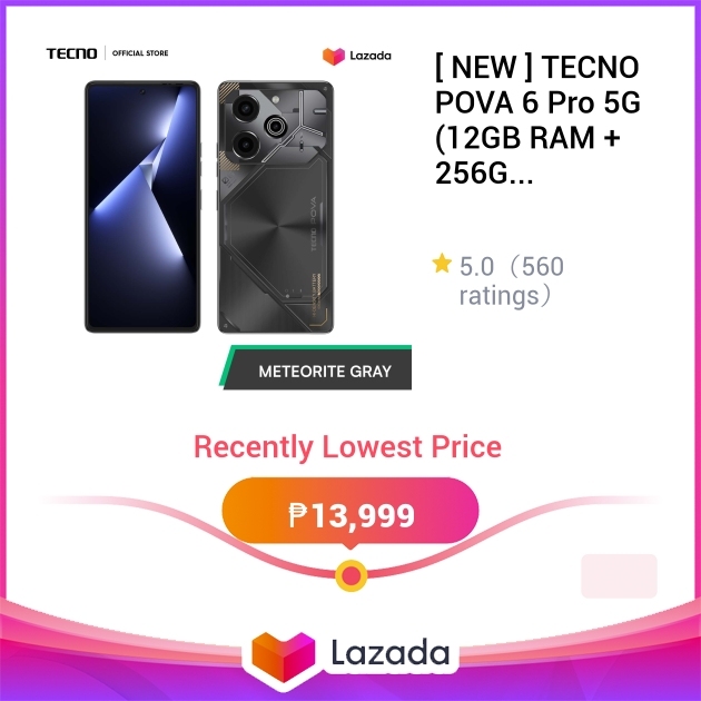 [ NEW ] TECNO POVA 6 Pro 5G (12GB RAM + 256GB ROM) with NFC | 6000mAh ...