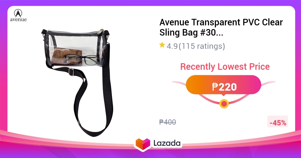 Avenue Transparent PVC Clear Sling Bag #301 Shoulder Bag Thick Plastic ...